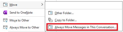 Outlook's "Move to" action shows recently moved folders - but not the ...