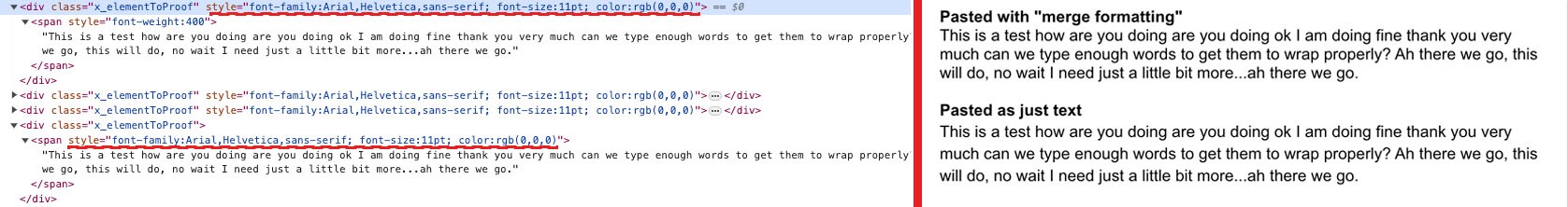 Outlook Online changes line spacing and paragraph spacing after pasting ...