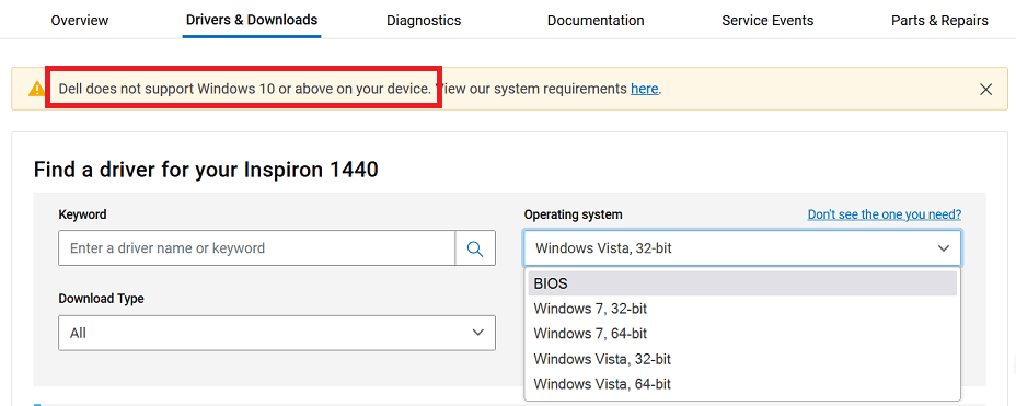 Dell Inspiron 1440 Operating System-Windows Vista & Upgrading ...
