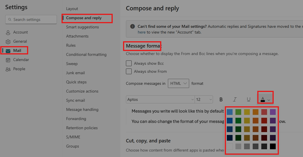 NEW Outlook - Default Font COLOR cannot be modified - Microsoft Q&A