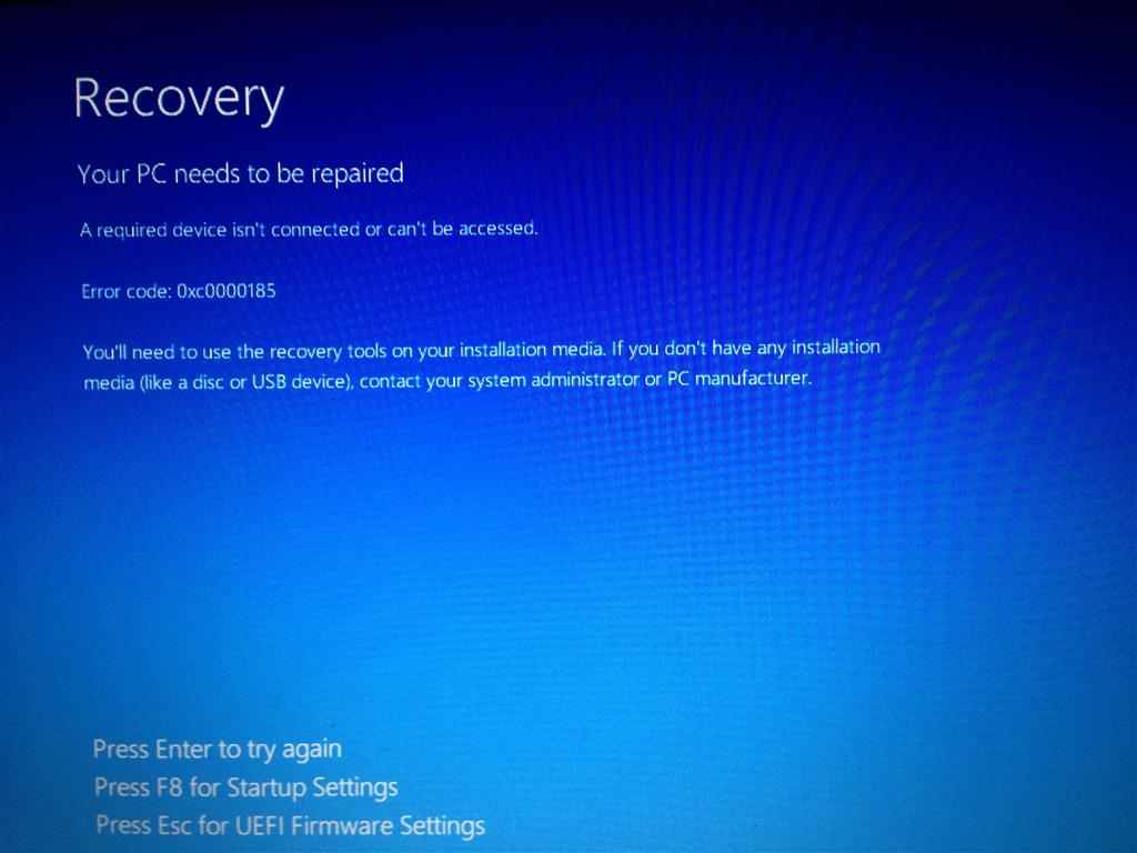 Windows 8 Error Code: 0xc0000185 - Microsoft Q&A