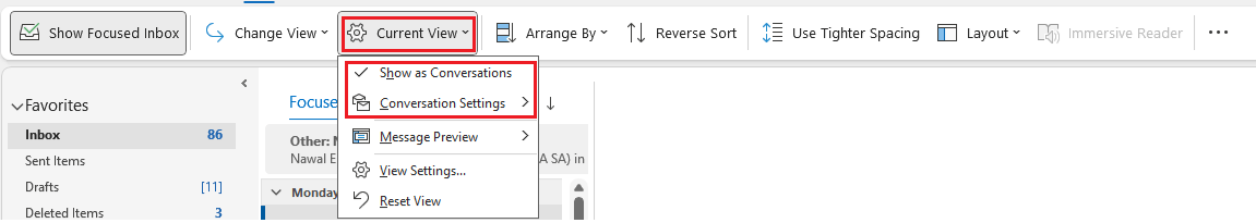 'Show as conversations' missing - Microsoft Q&A