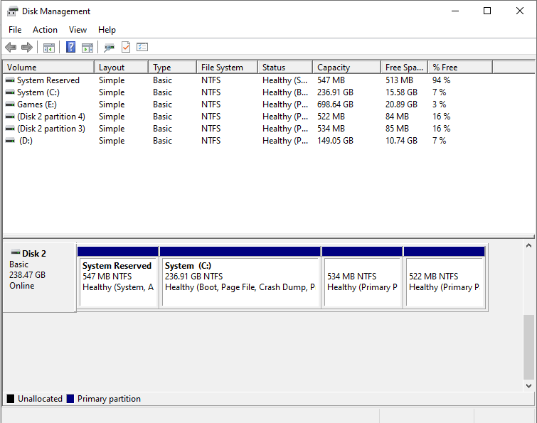 stuck on MBR2GPT process, "Too many MBR partitions found, no room to create EFI system partition ...