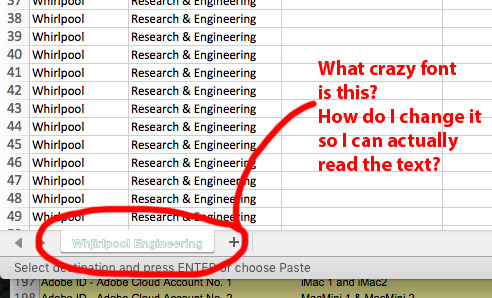Strange Font for Excel Sheet names - Microsoft Q&A