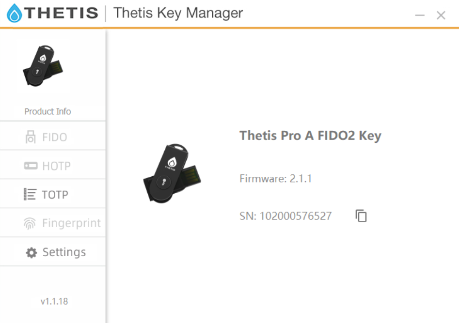 Activating Thetis Pro FID02 security key in Administrator Mode ...
