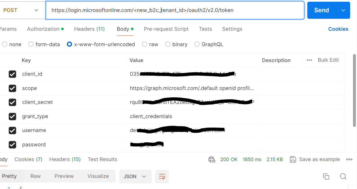 Could Not Create Application In New Azure B2c Tenant Programmatically Using Token Generated From 