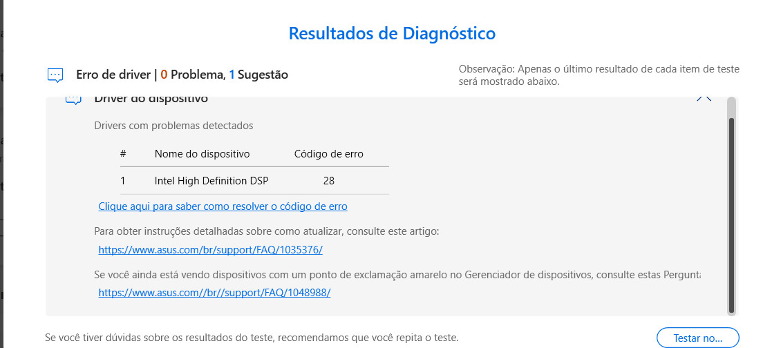 Intel High Definition DSP - ERRO 28 - Microsoft Q&A