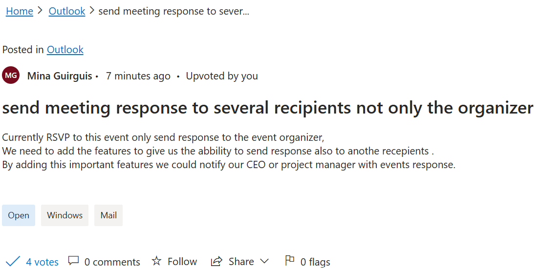 New Outlook: can I send meeting response to several recipients ...