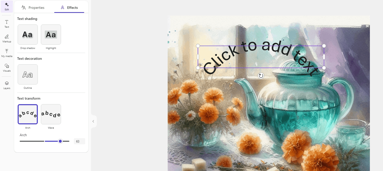 Microsoft designer text 'arch' effect not working correctly - Microsoft Q&A