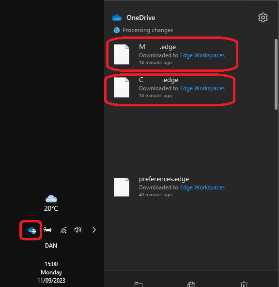OneDrive is always showing sync status due to Edge Workspace being open ...