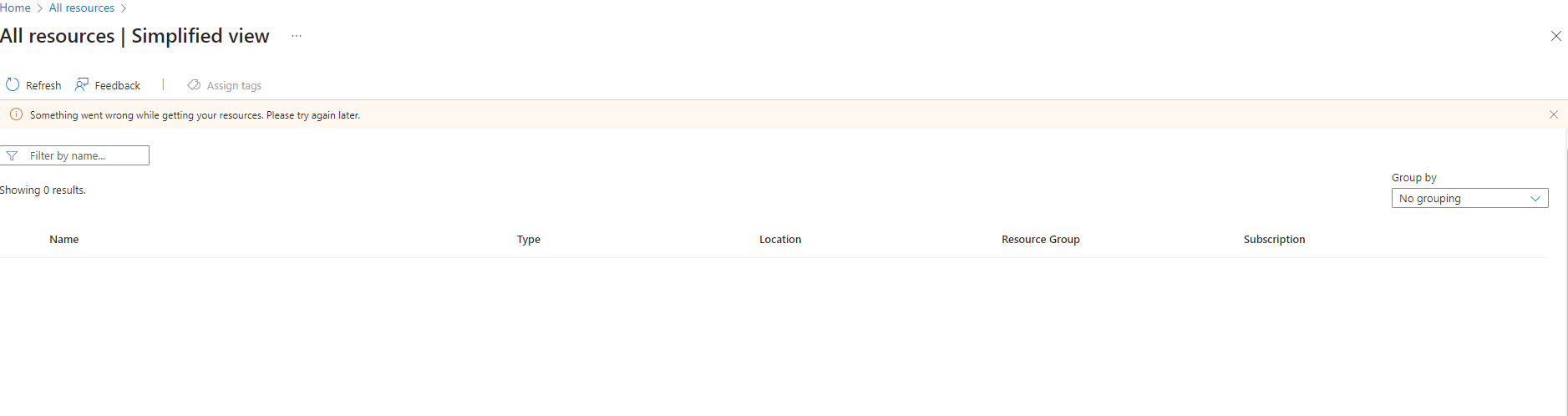 I am getting "Resource not available on all my resources"? - Microsoft Q&A