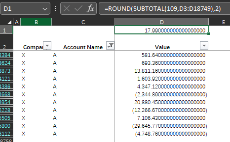 Why is my subtotal function showing an incorrect sum? - Microsoft Q&A