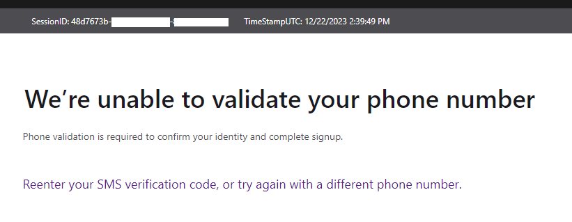 Were Unable To Validate Your Phone Number Issue During Azure Subscription Creation 