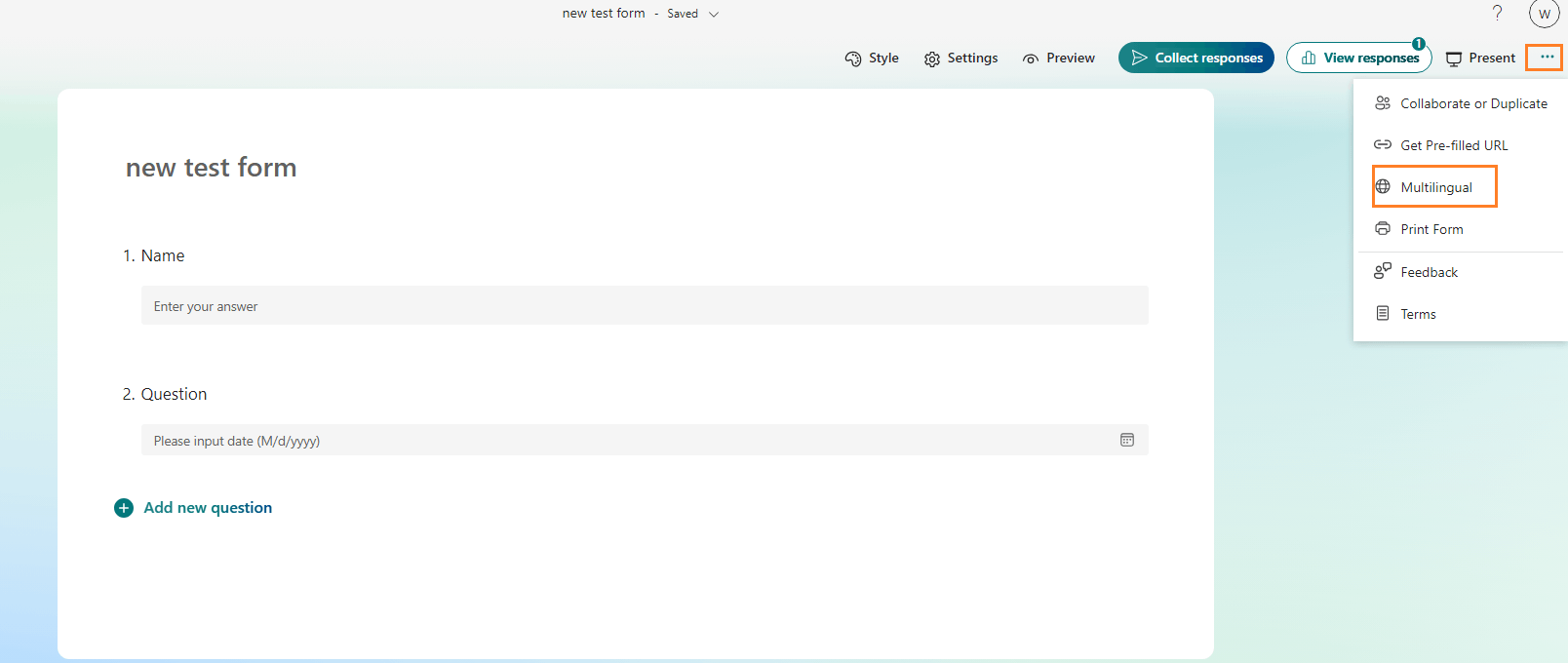 Forms - issue with language when collaborate on the Form with different people. - Microsoft Q&A