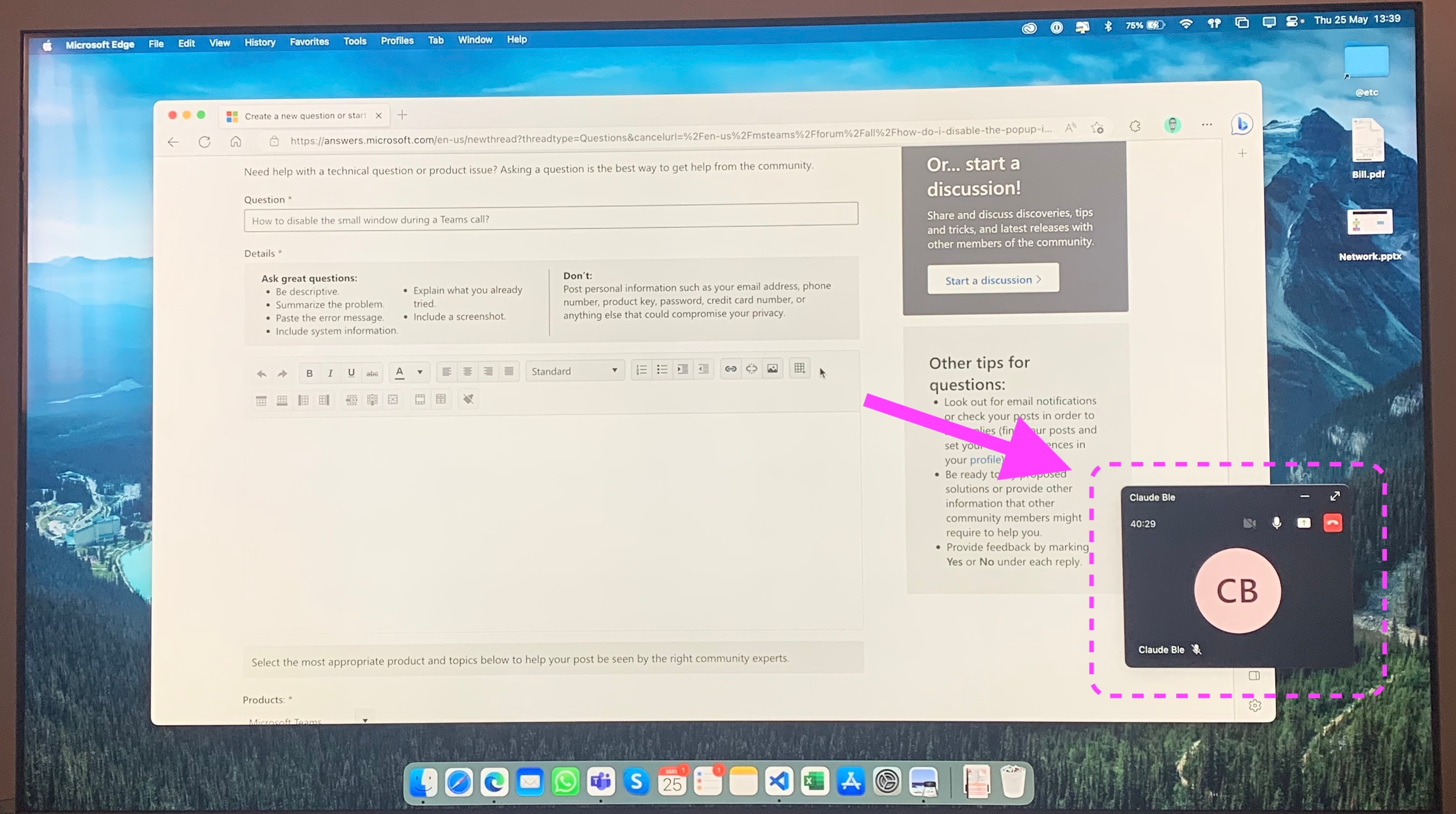 How to disable the small window during a Teams call? - Microsoft Q&A