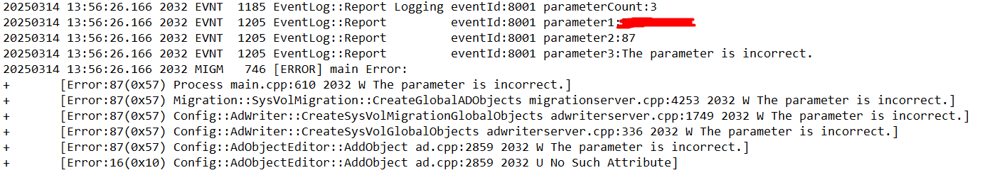 Dfsrmig gives error 87 when trying to migrate from FSR to DFSR on Windows 2008R2 or windows 2012 ...
