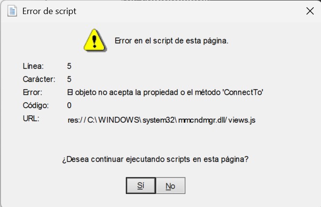Error de script ActiveX al abrir Servicios desde Panel de control en Windows 11 25H2 - Microsoft Q&A