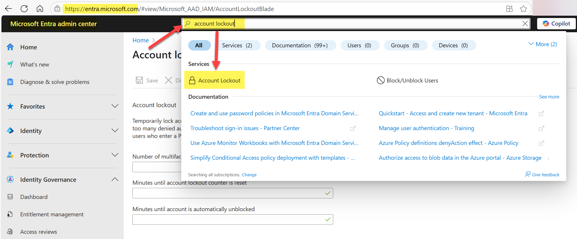 Where to find Entra ID multifactor authentication account lockout ...