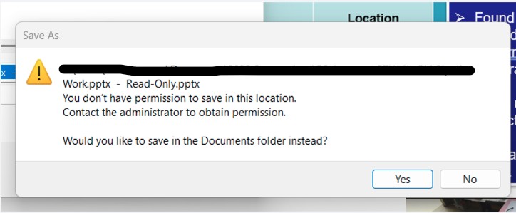 When double-clicking the PowerPoint file, it opens in read-only mode ...