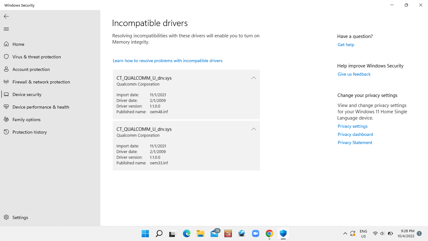 Incompatible Driver Issues - Microsoft Q&A