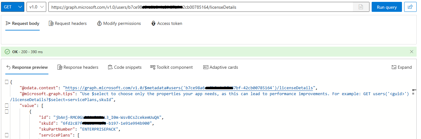 Graph Api /users/{user-id}/assignedLicenses only returns empty value ... Graph Api /users/{user-id}/assignedLicenses only returns empty value ...