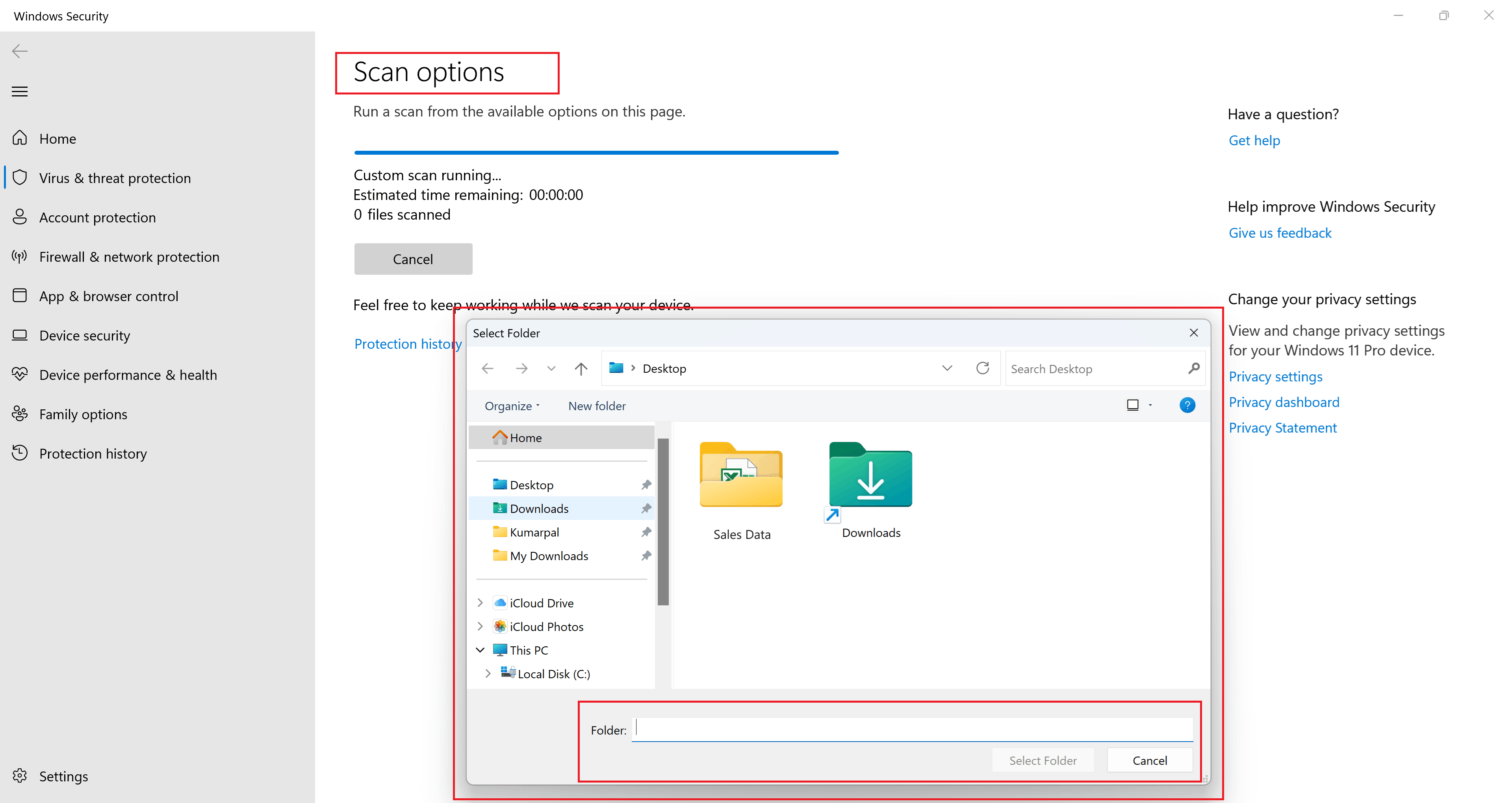 Disable folder selection prompt in Microsoft Defender Antivirus scans - Microsoft Q&A