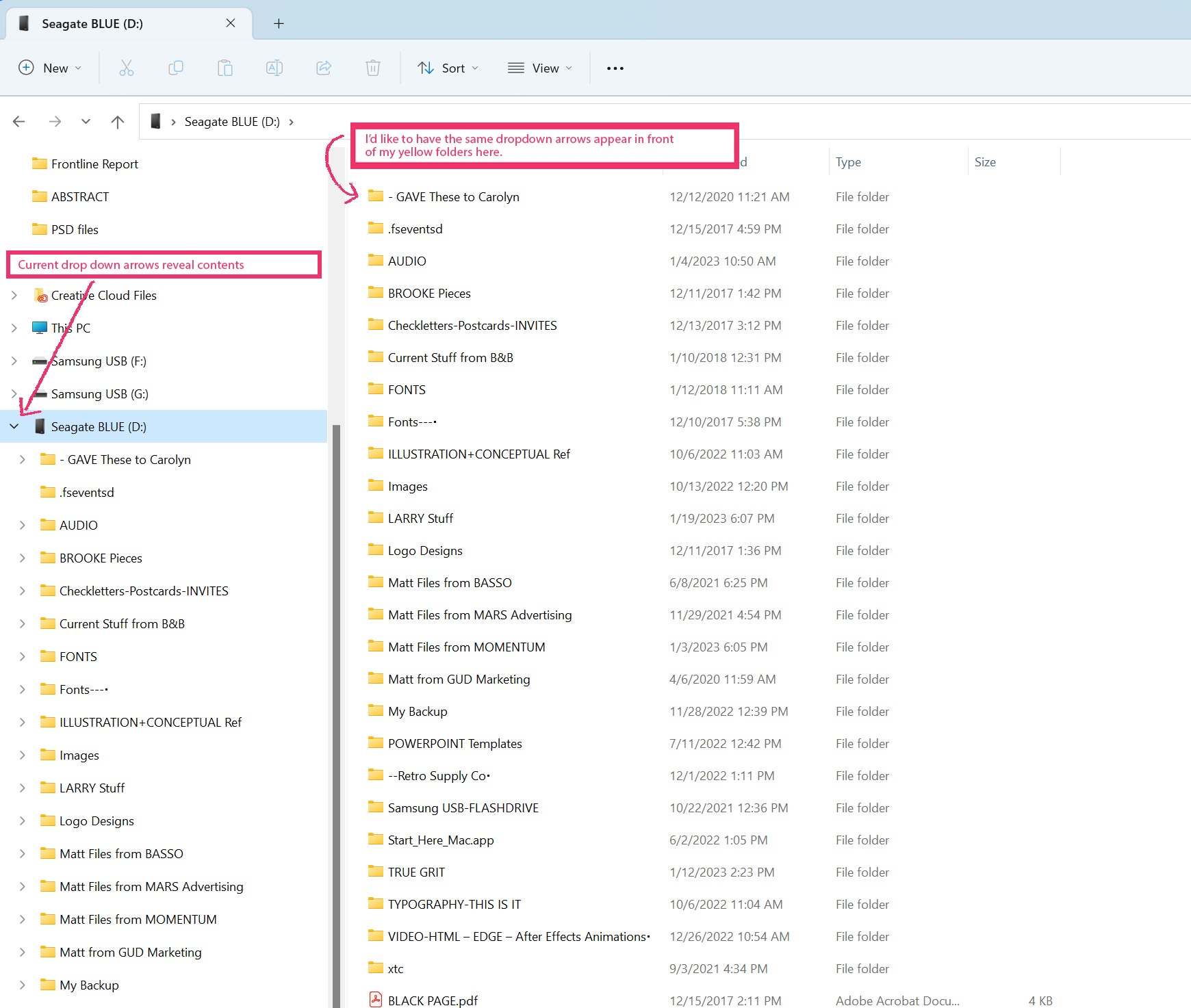 Drop Down Arrows for File Folders - Microsoft Q&A