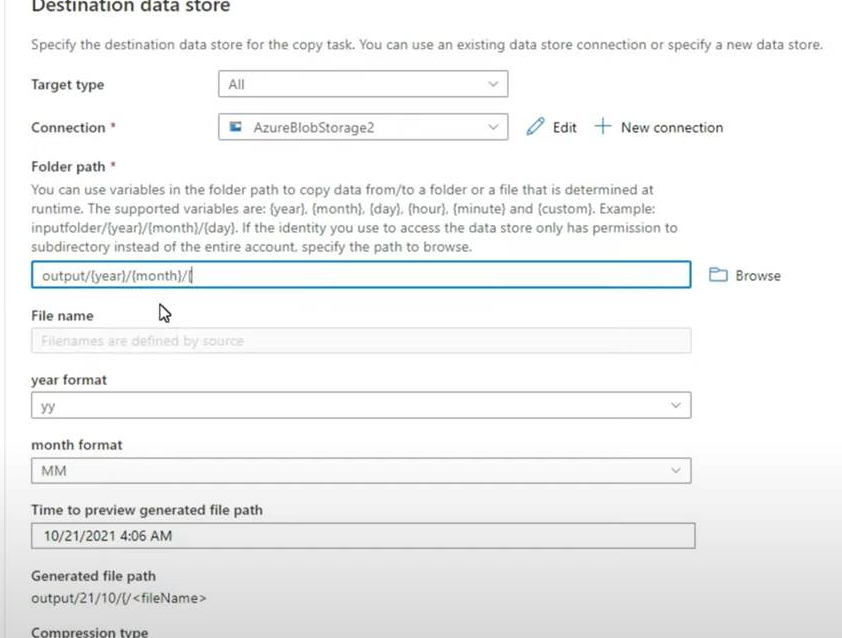 ADF Why it does not let me specify generated file path YYYYMMMMDD ...