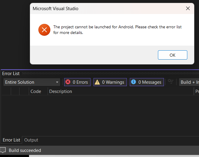 Can't deploy Visual Studio Net 9.0 project with Android - Microsoft Q&A
