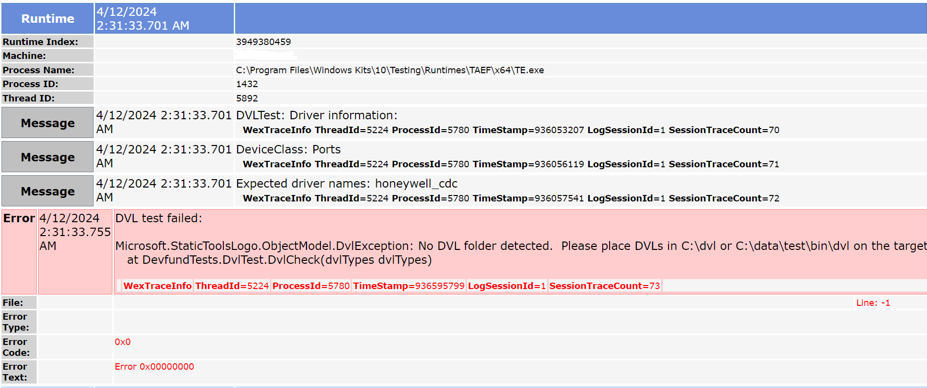DVL test failed from Driver WHQL testing - Microsoft Q&A