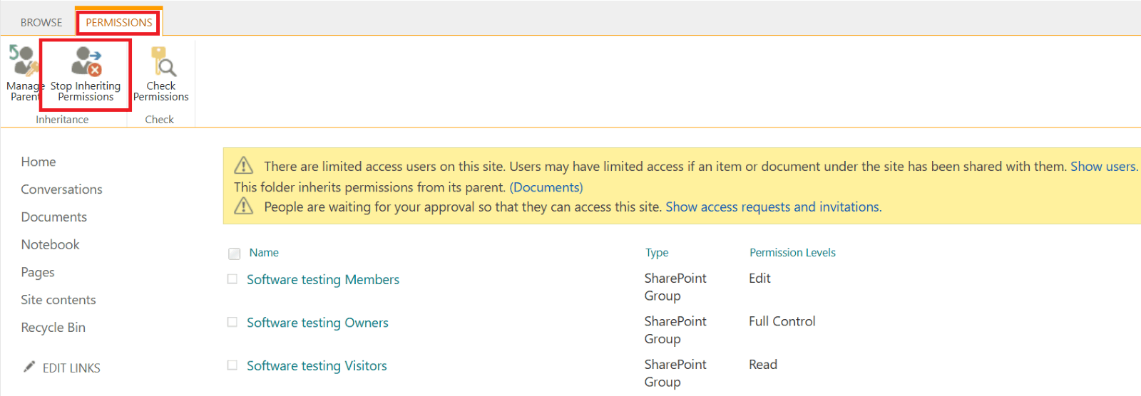 SharePoint Permission Inheritance - Microsoft Q&A