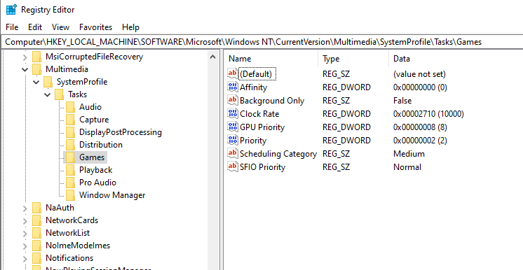 What are the default registery values for this: Computer\HKEY_LOCAL ...
