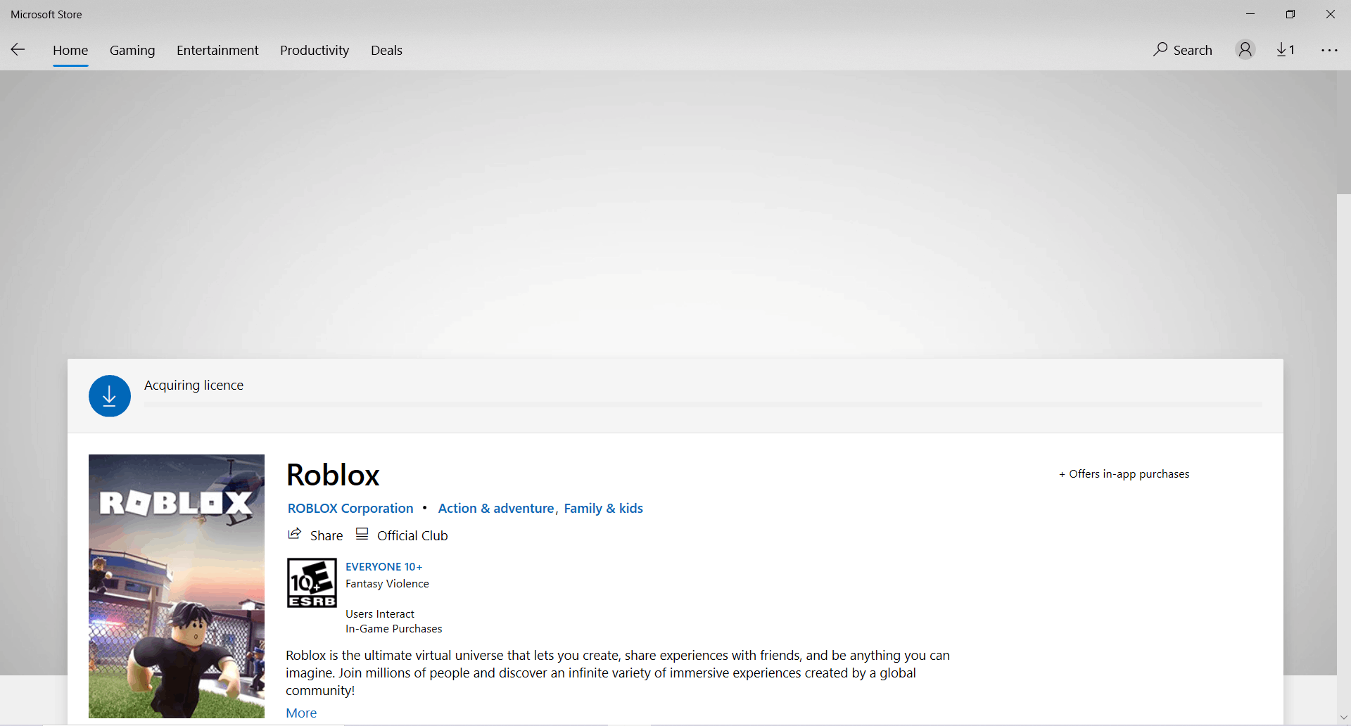 Roblox in Microsoft Store - Microsoft Q&A