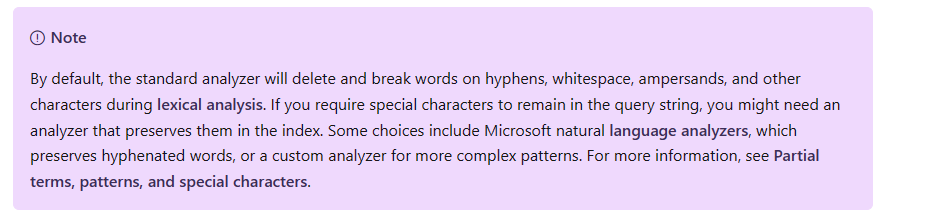 In Azure Cognitive Search how do you search for just a special ...