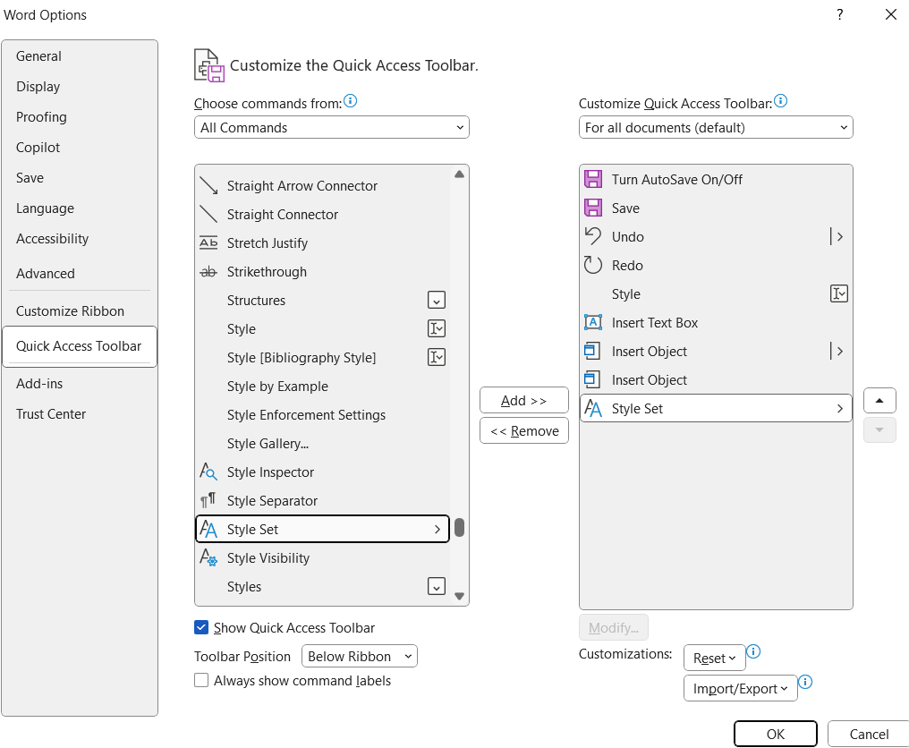 What happened to my Quick Style sets? - Microsoft Q&A