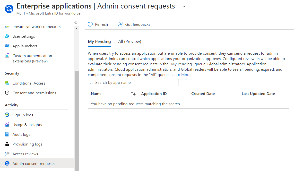 Not receiving Admin Consent request - Microsoft Q&A