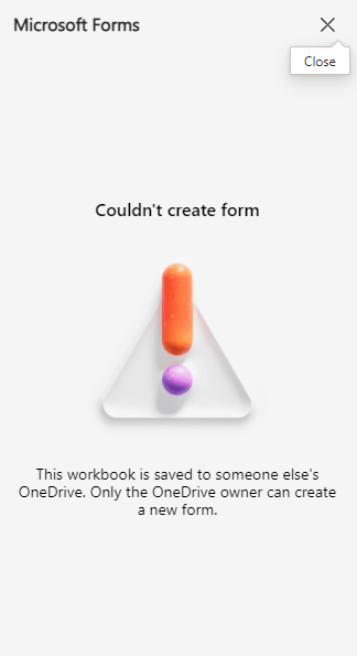 This workbook is saved to someone else's OneDrive. Only the OneDrive ...