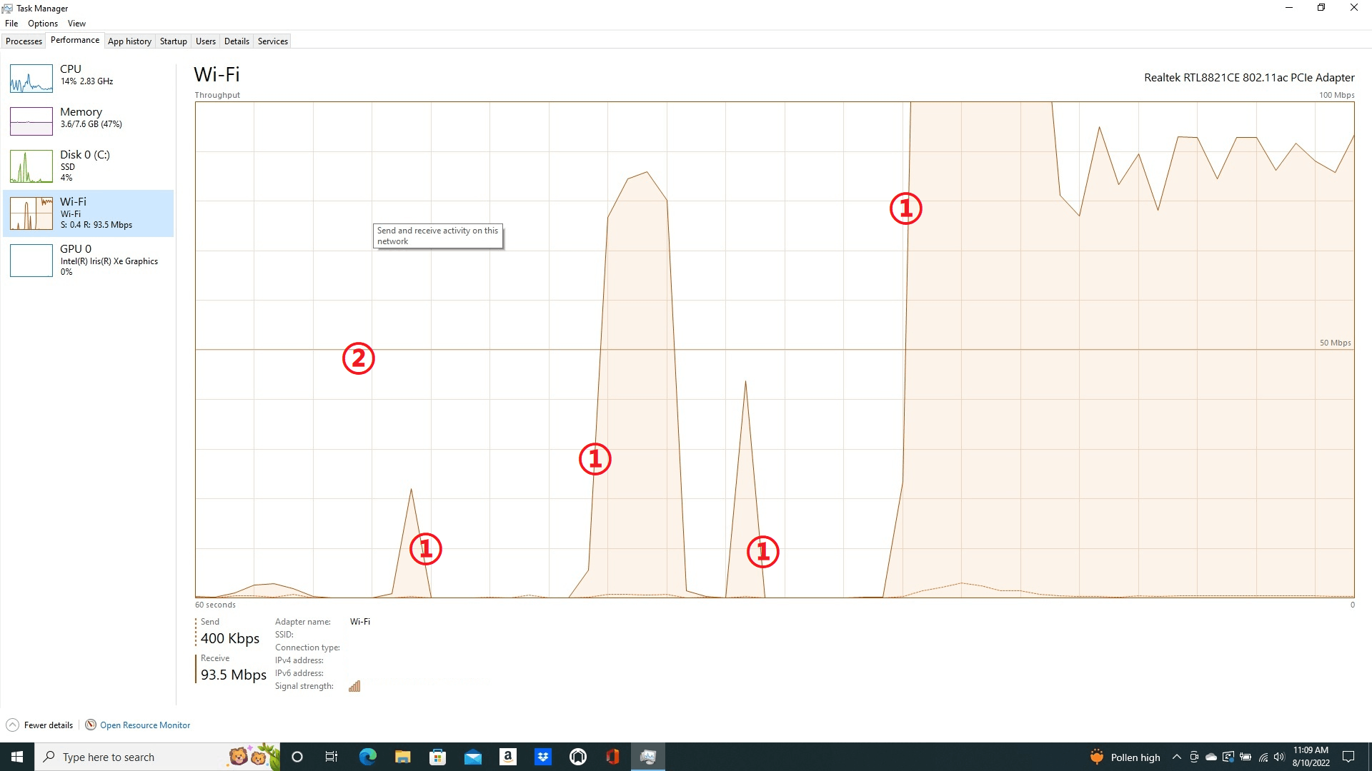 Mysteries about Task Manager Wi-Fi performance graph - Microsoft Q&A
