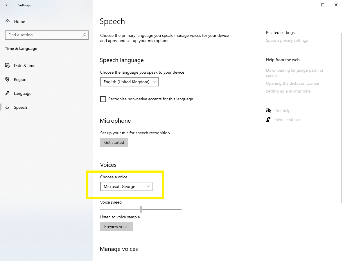 How to access Windows setting for Speech TTS voice - Microsoft Q&A