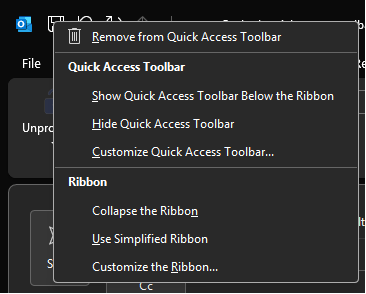 Quick access toolbar (QAT) disappeared in Outlook - Microsoft Q&A