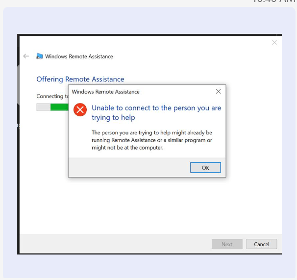 Unable to take Remote assistance (MSRA) to the end user. - Microsoft Q&A