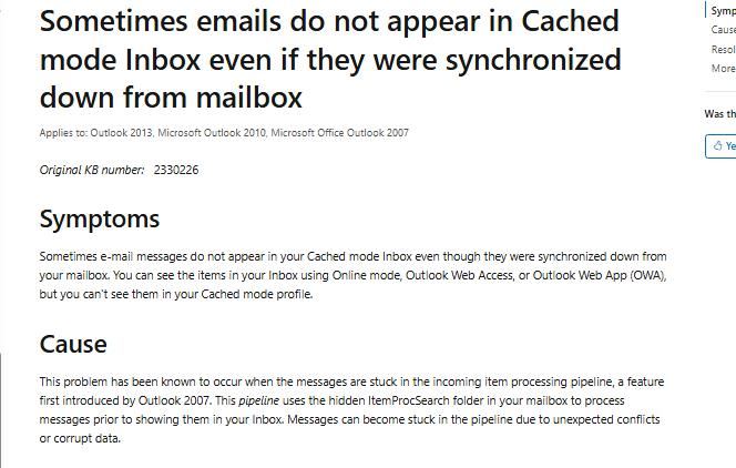 Outlook 365 – Inbox shows unread count but no emails until “View more ...