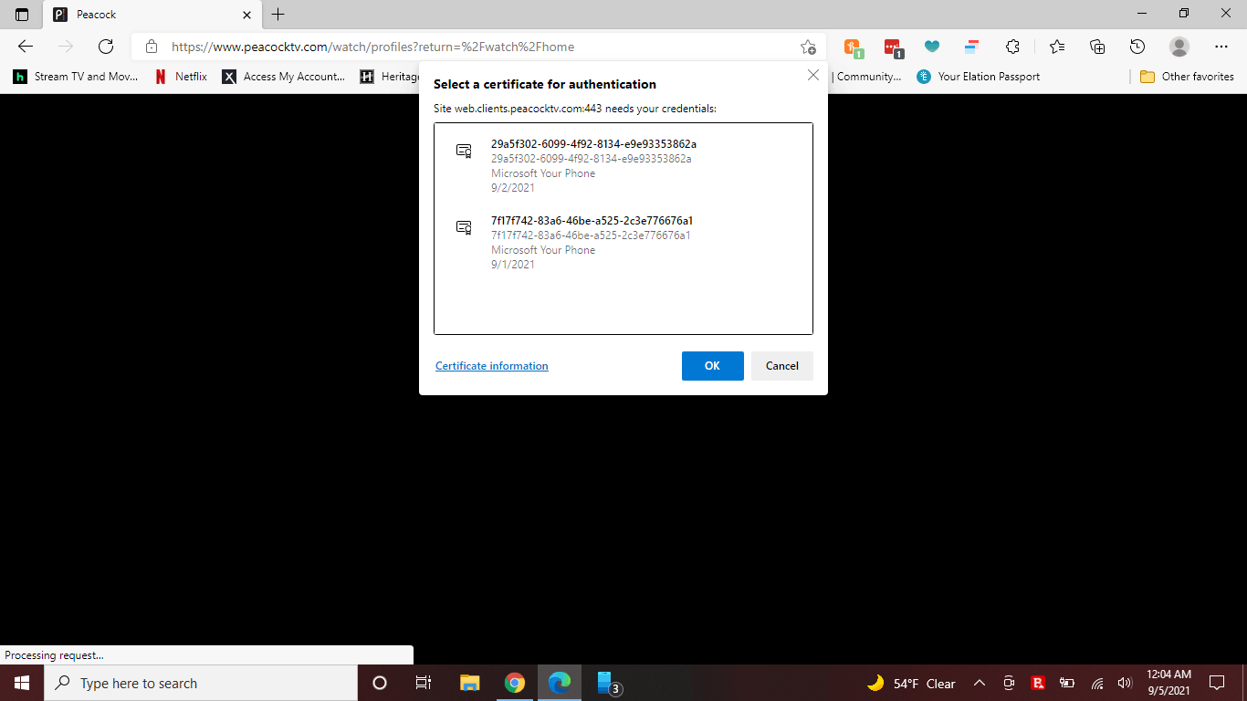 Edge keeps asking me to choose a certificate when I open a certain web ...