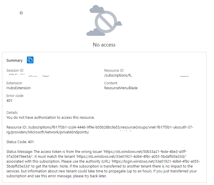 synapse private endpoints created on an unknown azure tenant - no access error - Microsoft Q&A