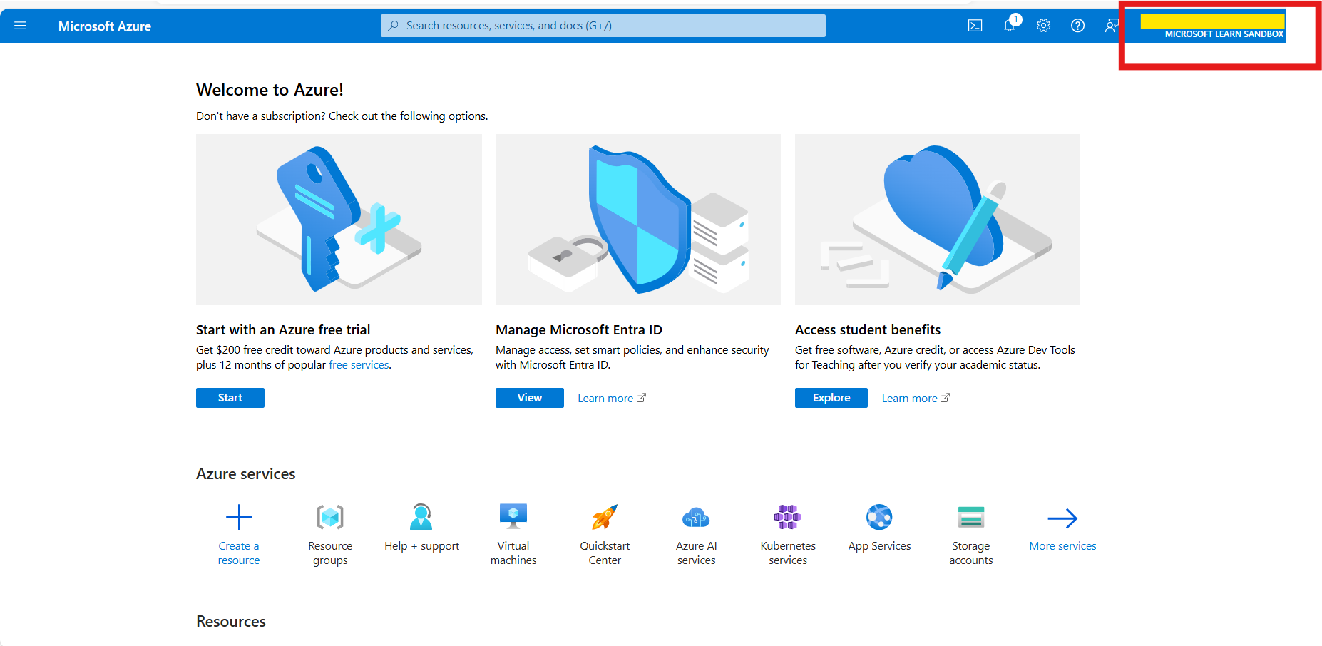Not able to find sand box enironment - Microsoft Q&A