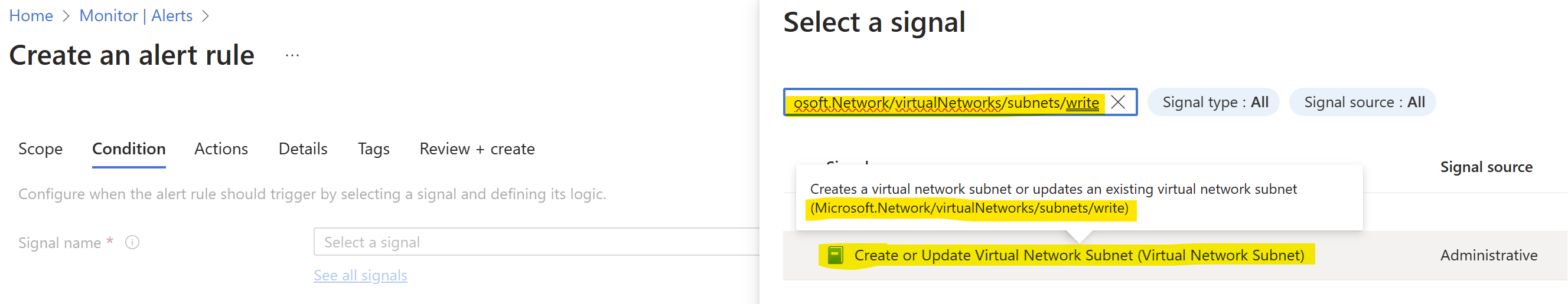 How to set up an alert when a subnet is created in Azure? - Microsoft Q&A