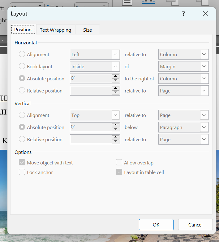 How can I move pictures or tables vertically using the ruler in Word ...