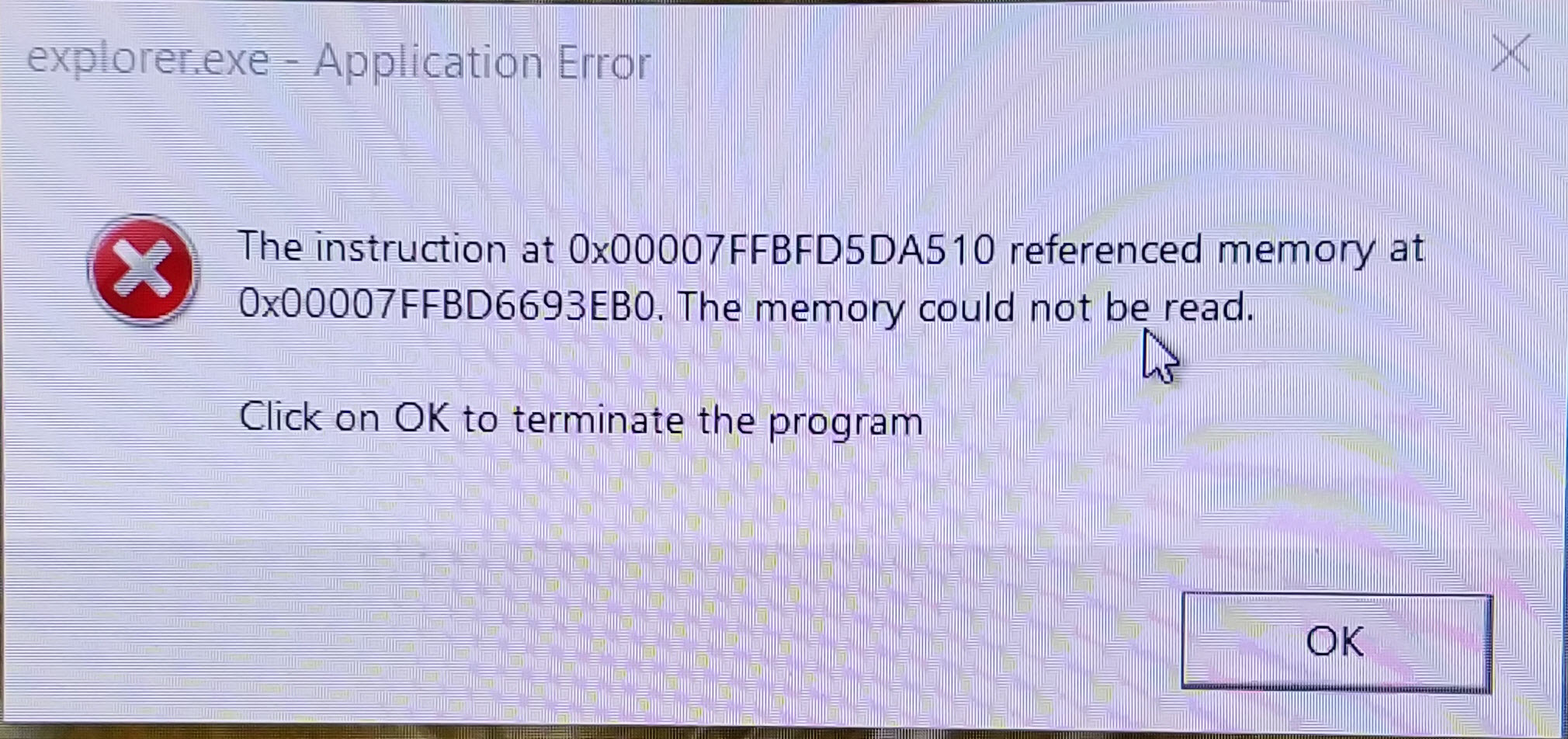 "The memory could not be read" Error - Microsoft Q&A