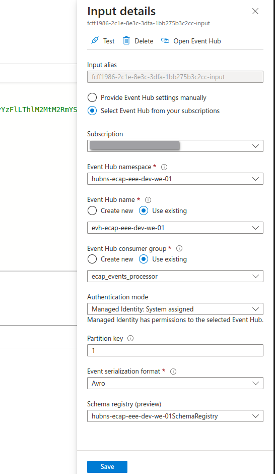 'Microsoft.Streaming.Adapters.Exceptions.EventHubAdapterException ...