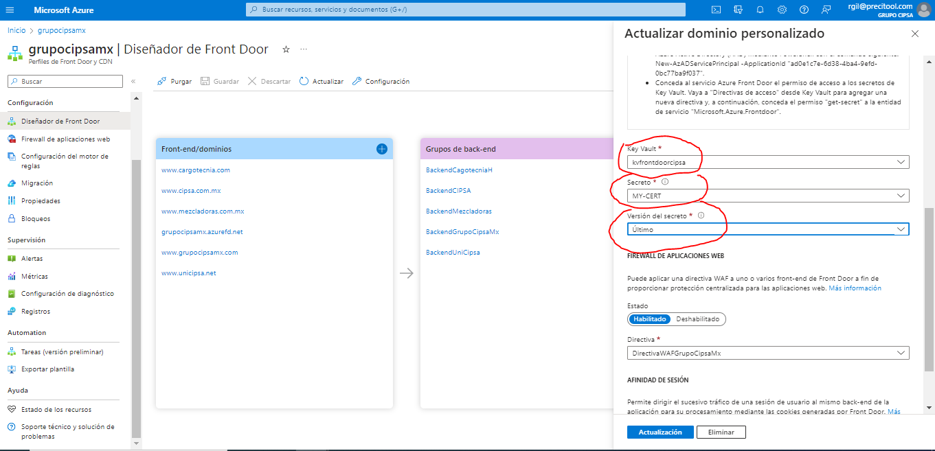 Problem Adding Certificate To Subdomain In Azure Frontdoor Classic